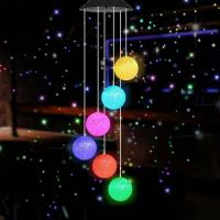 China Solar Wind Chimes Crystal Ball Color Changing for sale