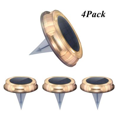China Solar Disk Light 4pack with IP68 Waterproof, 6-8 Hours Working Time, and Warm White Light for Outdoor Spaces for sale