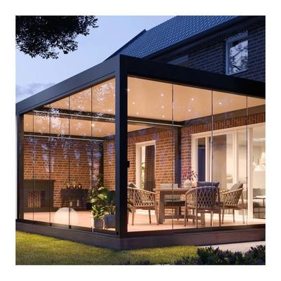 buy Gray Glass Sunroom Solarium Prefab Veranda with Aluminum Frame and Polygon Roof Molding online manufacturer