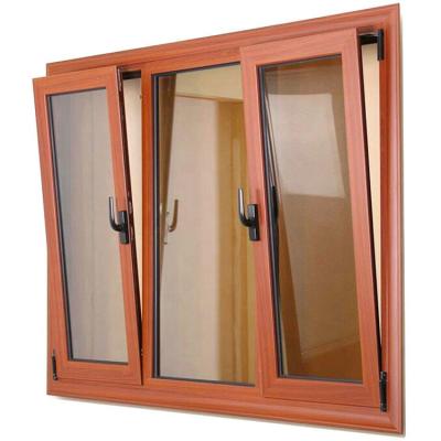 China Hurricane Impact Windows Aluminium Tilt And Turn Window With Wooden Grain for sale