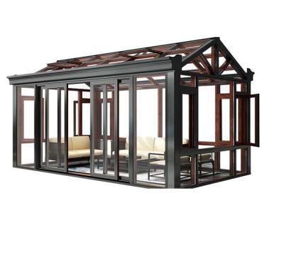 China Tempered Glass Roof Winter Garden Sunroom With Sliding Double Door And Aluminum Frame for sale