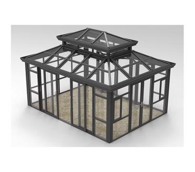 China Aluminum Alloy Sunroom Glass Veranda House with Smooth Surface and Polygon Roof Molding for sale