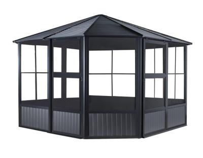 China Free Standing Waterproof Aluminum Frame Glass House Sunroom with Polygon Roof Molding for sale