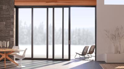 China Insulated Aluminum Sliding Glass Door Noiseless For Residential Exterior for sale