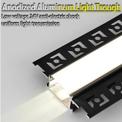 China Linear Light Embedded Black LED Gypsum Ceiling Light Trough Living Room Yang Angle Aluminum Profile Card Slot Product for sale