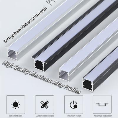 China RGB Color Temp Linear Light Embedded Black LED Gypsum Ceiling Light Trough for Living Room for sale
