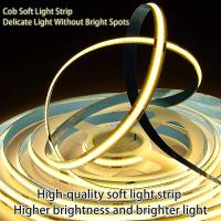 China Self-adhesive ultra-thin COB LED strip with low voltage 12V/24V for uniform linear lighting for sale