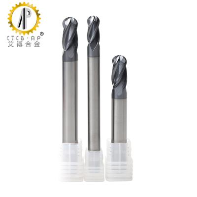 China R10 TiALN Coated HRC58 Ball Nose End Mills For Milling Industry for sale