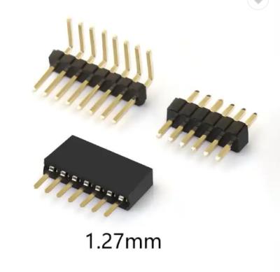 China Round 1.27mm Male Female Straight Pin Header 2-40 Pin DIP SMT Single Row PCB 2.54mm for sale