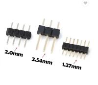 China Round 1.27mm Male Female Straight Pin Header 2-40 Pin DIP SMT Single Row PCB 2.54mm for sale