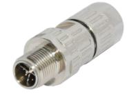 China M12 X-Coding 8 Pin Metal Crimp Shielded Male Connector IP67 Waterproof 60V for sale