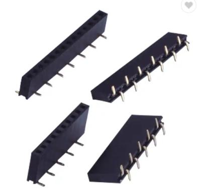 China 2.54mm Pitch 3.0 AMP Female Header Single Row SMT PA6T Black Connector for sale