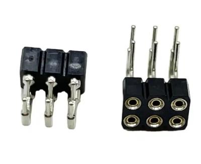 China IATF16949 2.54mm Machined Double Row Female Pin Header 2x03P 9.8mm Length for sale