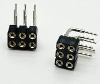 China IATF16949 2.54mm Machined Double Row Female Pin Header 2x03P 9.8mm Length for sale