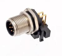 China M12 Panel Mount Male Receptacle 90 Degree Circular Connector IP67 5 Pin for sale