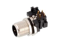 China M12 Panel Mount Male Receptacle 90 Degree Circular Connector IP67 5 Pin for sale