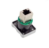 China Ethernet 8P8C RJ45 Female Connector Panel Mount Push Lock Industrial CAT6 Waterproof for sale