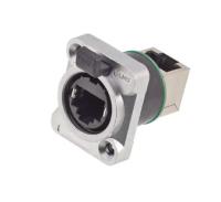China Ethernet 8P8C RJ45 Female Connector Panel Mount Push Lock Industrial CAT6 Waterproof for sale