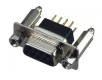 China 180° DIP Right Angled DB9 DSUB Connector for PCB PBT Black with Back Fork Screw 3A for sale