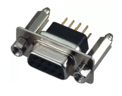 China 180° DIP Right Angled DB9 DSUB Connector for PCB PBT Black with Back Fork Screw 3A for sale