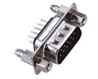 China 180° DIP Right Angled DB9 DSUB Connector for PCB PBT Black with Back Fork Screw 3A for sale