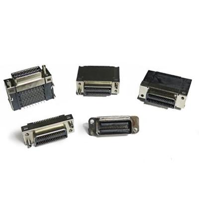 China Delander 64 Pin 1.27mm Pitch Right Angle Female PCB Connector SCSI 64P Through Hole for sale