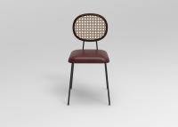 China Modern Commercial Round Rattan Side Chair With Leather Seat for sale