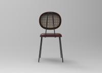 China Modern Commercial Round Rattan Side Chair With Leather Seat for sale