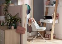 China Home Use Computer High Back Chair Swivel With Linen Grey Color for sale