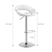 China White Color Adjustable Bar Stool Chair PU Leather Swivel In Polished Leg for sale