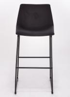 China Black Kitchen Upholstery Bar Stools With Leather Seats With Middle Back And Steel Leg for sale