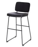 China Stable High Back Ergonomic Kitchen Black Fabric Counter Stools In Black Leg for sale