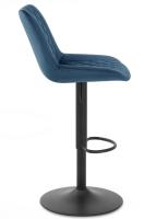 China Blue Velvet Kitchen Bar Stools With Adjustable And Swivel Black Leg for sale