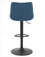 China Blue Velvet Kitchen Bar Stools With Adjustable And Swivel Black Leg for sale