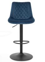 China Blue Velvet Kitchen Bar Stools With Adjustable And Swivel Black Leg for sale