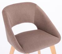 China Tan Color Comfortable Dining Room Chair Velvet Fabric Leather With Oak Leg Easy To Assemble for sale