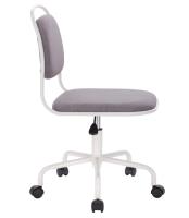 China High Back Computer Home Office Swivel Chair With Grey Linen Seat White Swivel Castor Leg for sale