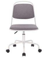 China High Back Computer Home Office Swivel Chair With Grey Linen Seat White Swivel Castor Leg for sale
