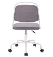 China High Back Computer Home Office Swivel Chair With Grey Linen Seat White Swivel Castor Leg for sale