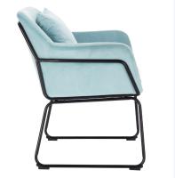 China Blue Modern Accent Chairs Living Room With Lumbar Support And Black Steel Leg for sale