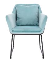 China Blue Modern Accent Chairs Living Room With Lumbar Support And Black Steel Leg for sale