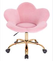 China Adjustable Height Home Office Swivel Chair Flower Shape Pink And Golden Leg for sale