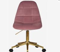China Golden Pink Velvet Swivel Chair Office Home Adjustable Height In Polished Leg for sale
