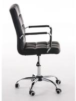 China Faux Leather Swivel Task Chair Adjustable Height Swivel Home Office Chair In Black For Small Space With Armrest for sale