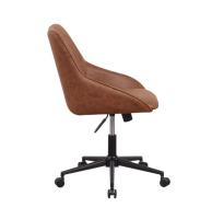 China Easy Cleaning Leather Brown PU Office Desk Chair Upholstered With Padded Seat And Comfortable Back for sale