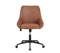 China Easy Cleaning Leather Brown PU Office Desk Chair Upholstered With Padded Seat And Comfortable Back for sale