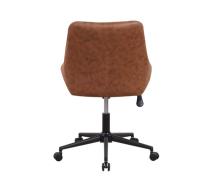 China Easy Cleaning Leather Brown PU Office Desk Chair Upholstered With Padded Seat And Comfortable Back for sale