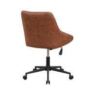 China Easy Cleaning Leather Brown PU Office Desk Chair Upholstered With Padded Seat And Comfortable Back for sale
