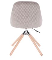 China Square Velvet Grey Upholstered Office Chair With Wooden Swivel Leg for sale