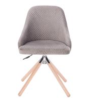 China Square Velvet Grey Upholstered Office Chair With Wooden Swivel Leg for sale